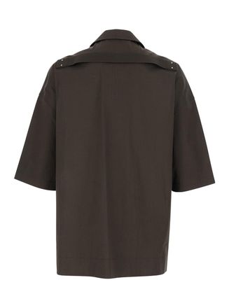 Rick Owens Mens Bowling Shirt Magnum Brown Cotton