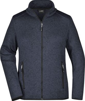 James & Nicholson Damen Fleece Strickjacke - Taillierte Jacke aus Strickfleece mit Stehkragen | Farbe: dark-grey-melange/silver | Grösse: XXL