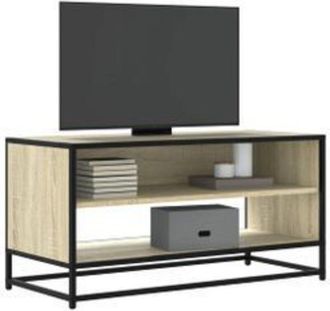 Les Tendances Meuble TV ch&ecirc;ne sonoma 91x40x46 bois ding&eacute;nierie et m&eacute;tal