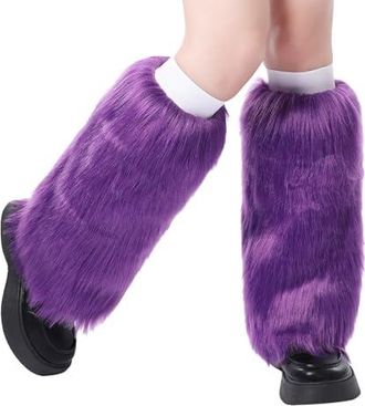 Generico Femme Jambi&egrave;res en Fourrure Hiver Jambi&egrave;res en Peluche Poignets F&ecirc;te Costumes de Bottes Courtes Couvre Manches Chaudes pour LAutomne et lHiver F&ecirc;te Qu