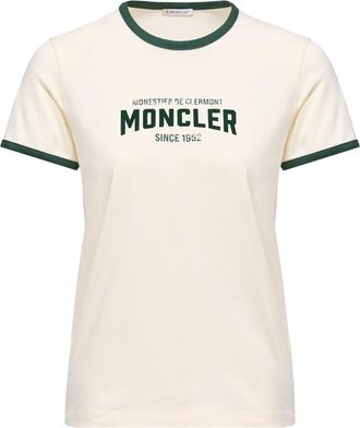Moncler Moncler T-shirt En Jersey &Agrave; Logo Floqu&eacute;, Femme, Blanc, Taille: Xl