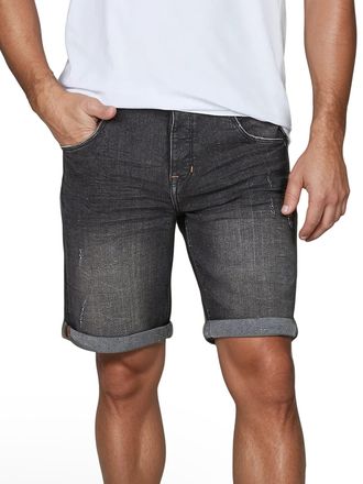 Riverso Jeans Shorts Herren Stretch Kurz Regular Fit RIVTom Kurze Hosen Bermuda Shorts Sommer Denim Einfarbig, Größe:W 36, Farbe:Black Denim (B132)