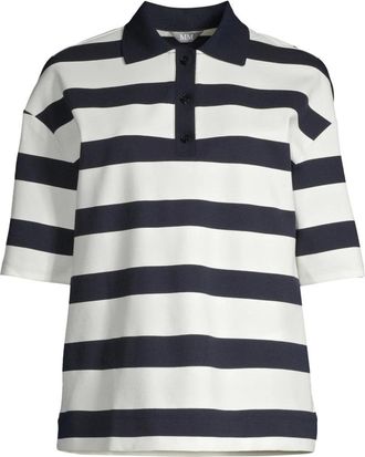 Max Mara Femme, Tops, Blanc, Taille: 44 FR Labetaia Stripe Polo