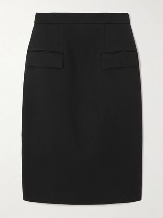 Alexander McQueen Jupe En Serge De Laine Mélangée - Noir