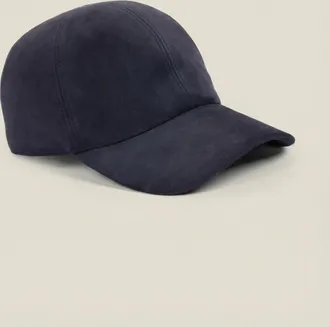 Luca Faloni Baseball-Kappe in Mitternachtsblau aus Leder f&uuml;r Herren