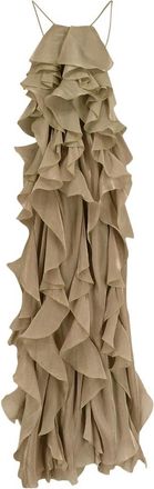 Actualee Kleid mit R&uuml;schen und Neckholder - - Dresses - Damen - Beige - M