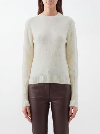 Lanvin Pull &agrave; col rond en pur cachemire avec bords c&ocirc;tel&eacute;s
