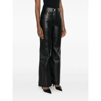 Victoria Beckham Panelled Calf Leather Trousers - Black