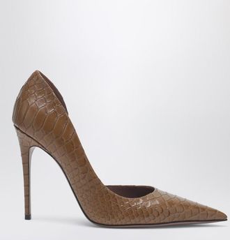 PARIS TEXAS Vera 105 coffee-colored leather pumps with python-effect