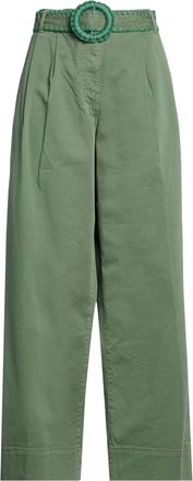 Farm Rio GREEN TWILL WIDE PANTS WITH PLEATS AND BELT