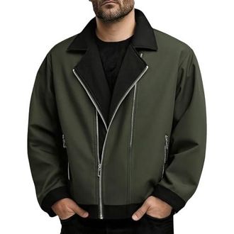 Generic Veste l&eacute;g&egrave;re en V pour homme - Avec fermeture &eacute;clair - Col rabattu - Sans capuche - Coupe ajust&eacute;e - Veste de loisirs moderne - Streetwear - Veste dext