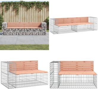 vidaXL Vidaxl - Gartenbank aus Gabionen 244x71x65,5 cm Massivholz Douglasie - Gartenbank - Douglasienholz - Gabione - Gartenm&ouml;beln - Aussenbank - Home &