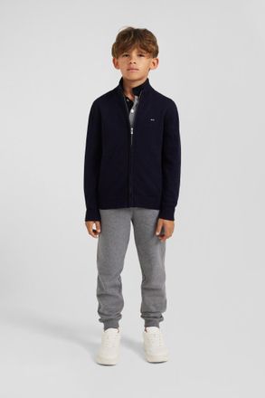 Eden Park Cardigan Zipp&eacute; &Agrave; Col Montant En Laine Et Coton Marine Coupe Regular