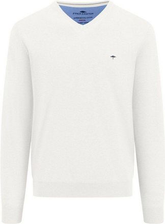 Fynch-Hatton Strickpullover mit Logostickerei und V-Ausschnitt