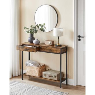 Vasagle Table Console, Table dEntr&eacute;e, Bout de Canap&eacute;, avec 2 Tiroirs, Cadre en Acier, pour Entr&eacute;e, Chambre, Salon, Style Industriel, Marron Rustique et Noir