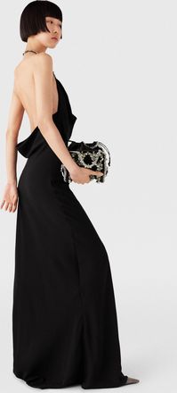 Stella McCartney Plunge Crystal Halterneck Maxi Dress, Woman, Black and silver, Size: 42