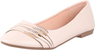 Elara Damen Ballerinas Bequem Lederoptik Strass Flach Chunkyrayan B069-BL-Beige-37