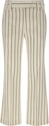 Marella Femme, Pantalons, Blanc, Taille: 42 FR Pantalon &Eacute;vas&eacute; &agrave; Rayures
