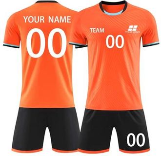 Generic Maillot de football personnalis&eacute; pour enfants adultes et jeunes avec maillot et short avec nom de l&eacute;quipe et logo, 2-6, L