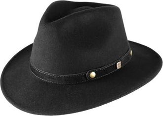 Classic Italy Chapeau Fedora Pliable, imperm&eacute;able, Large Bord, Homme ou Femme Classic Traveller II - Taille 55 cm - Noir