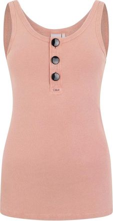 Chlo&eacute; Femme, Tops, Rose, Taille: 40 FR Cotton Ribbed Tank Top