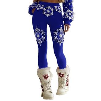 Generic Legging de No&euml;l artificiel en forme de flocon de neige pour femme - Legging doux et chaud en tricot avec imprim&eacute; de flocons de neige r&eacute;tro - Pantalon 