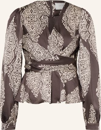 Neo Noir Neo Noir Blusentop Rista In Wickeloptik Aus Satin braun