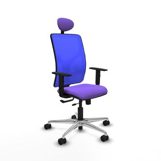 Piqueras y Crespo B&uuml;rostuhl mit 1D-Armlehnen, h&ouml;henverstellbare Lendenwirbelst&uuml;tze und festes Kopfteil, ausgestattet mit Syncro/Traslack und Schneideschaum, Blau/Lila