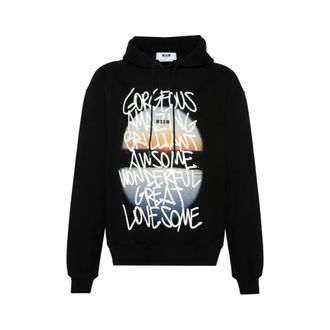 Msgm Herren Kapuzenpullover Schwarze Baumwoll-Sweatshirts - - Sweatshirts & Hoodies - Herren - Schwarzk - M