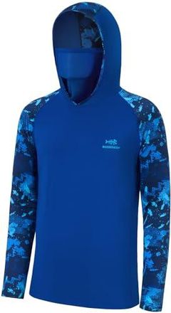 Bassdash Hommes UPF50 + Chemise à Capuche Manches Longues Protection Solaire Sweats à Capuche pour la pêche en Plein Air Natation