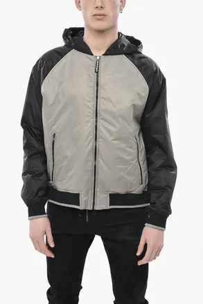 Palm Angels Two-Tone Nylon Windbreaker CURVED LOGO Palm Angels