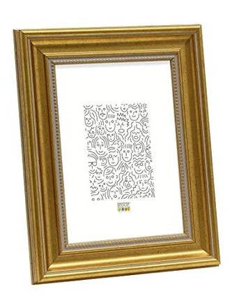 Deknudt Frames S45HA1 Bilderrahmen 24x30 Bilderrahmen Goldfarbe mit Perlenkante Kunststoff Fotokader