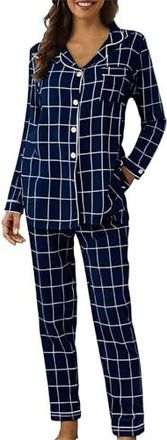 Generic Ensemble de pyjama en coton pour femme avec boutons sur le devant, haut et bas, chemise de nuit, v&ecirc;tements de d&eacute;tente, pyjama d&eacute;t&eacute;, v&ecirc;tements de nuit 