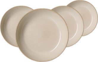 Ritzenhoff & Breker Olivia Suppenteller 20 cm in beige, 4er Set, Tiefe Essteller mit Reaktivglasur, Schlichte Coupeform, Steingut, Sp&uuml;lmaschinenfest
