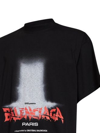Balenciaga Mens T-Shirt The Door Black Cotton T-Shirts And Polos