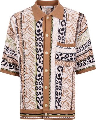 Laneus Homme, Pulls, Multicolore, Taille: XL Jacquard Knit Shirt