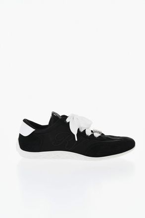 Roger Vivier Low Suede Sneakers With Tonal Embossed Monogram Roger Vivier