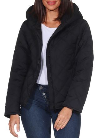 Vila Damen Steppjacke gesteppte &Uuml;bergangsjacke mit Kapuze VIQuila Hood 14111823 Black 42