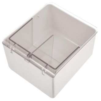 Angoily Wattest&auml;bchenhalter und Make Up Aufbewahrungsbox aus Transparentem Kunststoff mit Deckel Zweifach Unterteilter Organizer f&uuml;r Badezimmer und Schlafzimm