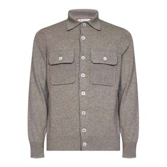 Brunello Cucinelli Homme, Pulls, Gris, Taille: 2XL Cardigan style chemise