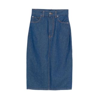 Fiorucci Femme, Jupes, Bleu, Taille: W27 Jupe en Coton Bleu avec Poches