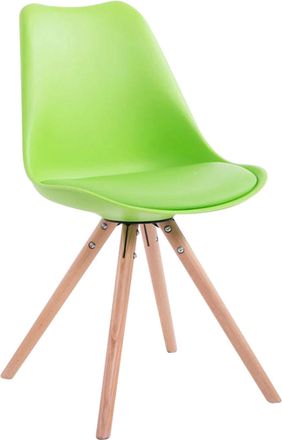 Clp Retro-Stuhl Toulouse Rund Mit Kunstlederbezug | Kunststoff-Lehnstuhl Mit Holzgestell, Farbe:grün, Gestell Farbe:Natur