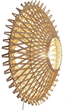 Guru Shop Wandlampe/Wandleuchte, in Bali Handgefertigt aus Naturmaterial, Rattan - Modell Makana, 45x45x18 cm