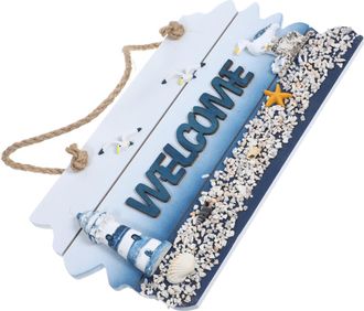 PartyKindom Mediterranes Holzschild aus Fichte mit Hängeband Wetterfestes Türschild Dekoratives Willkommensschild für Haustür und Garten Rustikale Deko für Innen 