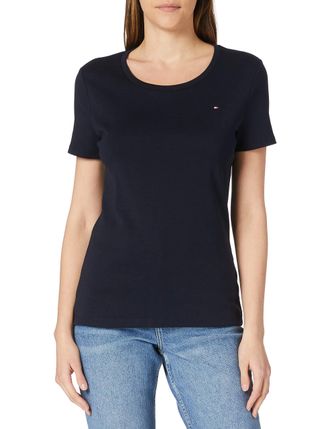Tommy Hilfiger Damen Slim Round-NK TOP SS Tanktop für Babys und Kleinkinder, Desert Sky, Small