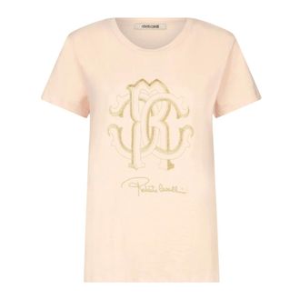 Roberto Cavalli Femme, Tops, Rose, Taille: 44 FR T-shirt Monogramme Pailleté