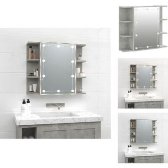 vidaXL Vidaxl - Spiegelschrank mit led Betongrau 70x16,5x60 cm - Spiegelschrank - LED-Spiegelschrank - Badezimmerm&ouml;bel - Betonlook - Grau