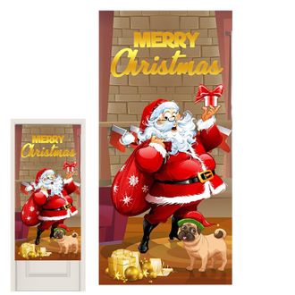 Generic Weihnachtst&uuml;rbanner, Weihnachtst&uuml;rabdeckung 2024 Weihnachtsmann Weihnachtst&uuml;r Hintergrund, Dekorative T&uuml;rbanner, Winterverandabanner f&uuml;r den Innen- un