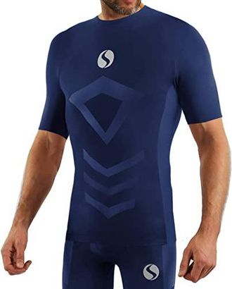 Sesto Senso sous-vêtement de Sport thermoactif pour Homme T-Shirt de Compression à Manches Courtes 2XL/3XL Marine Dark Blue