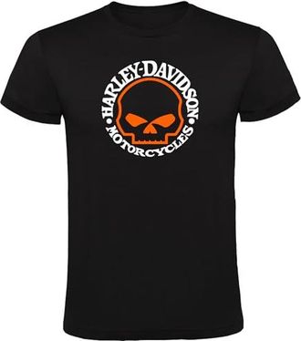 Generico T-shirt noir crâne humain pour fans Harley Moto, Noir, XL